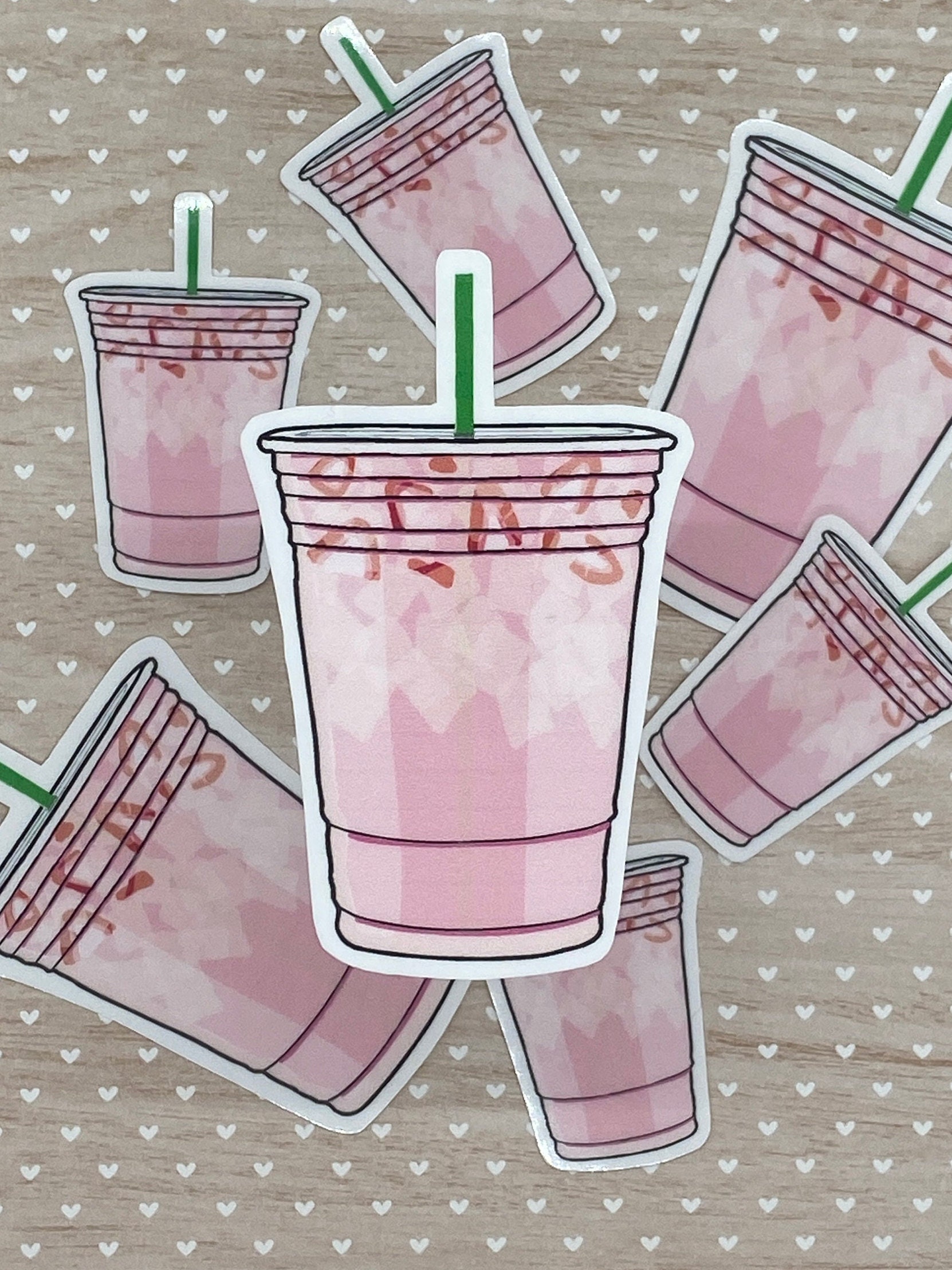 Pink Drink Sticker, Water Bottle Sticker, Waterproof Sticker, Laptop ...