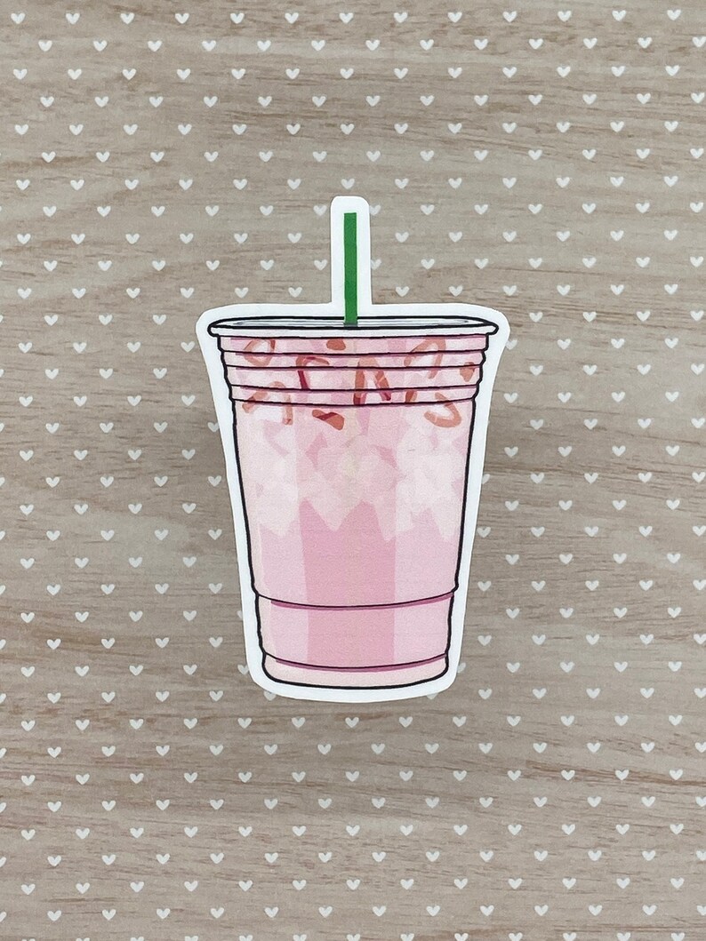 Pink Drink Sticker, Water Bottle Sticker, Waterproof Sticker, Laptop ...