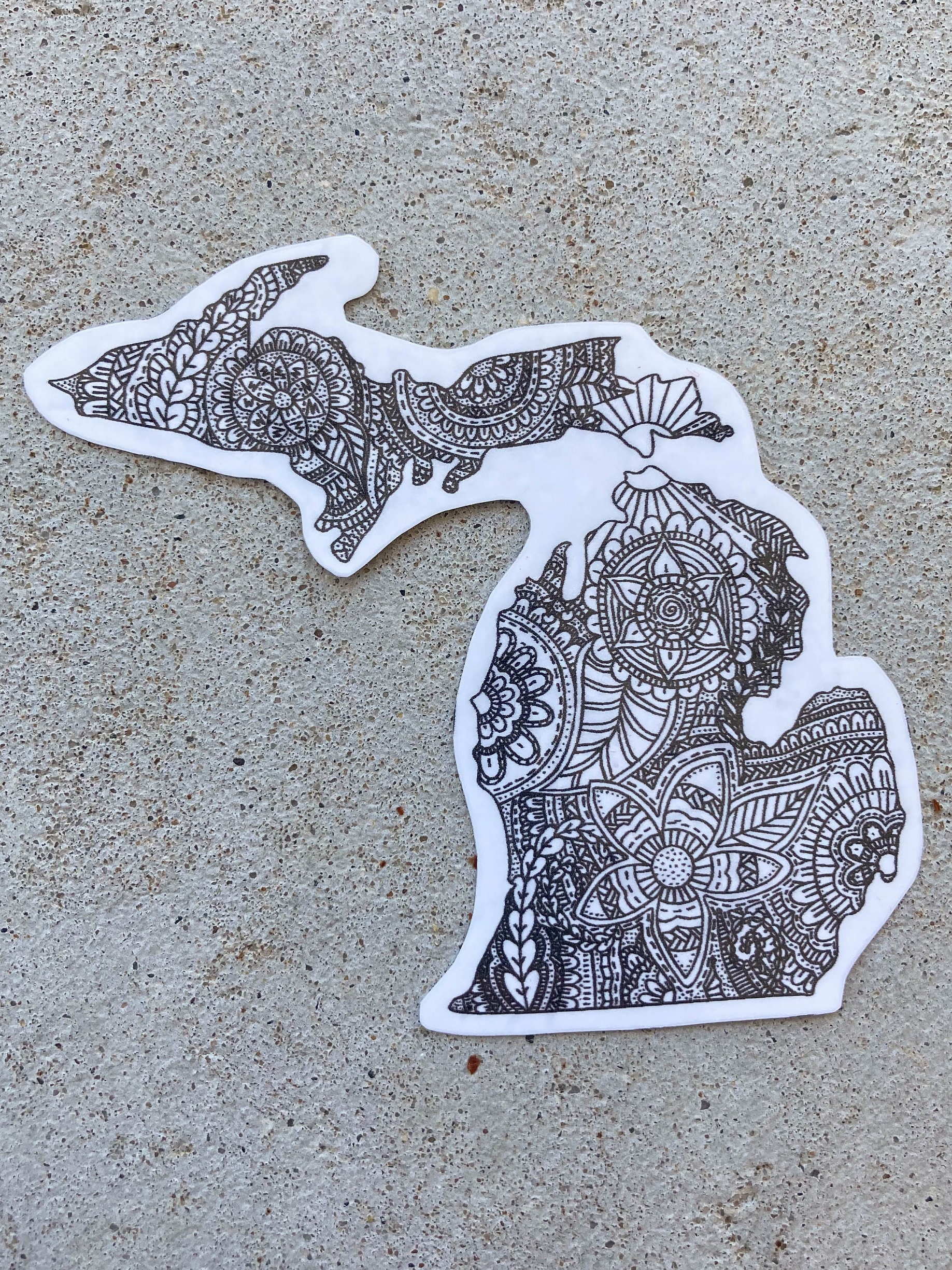 Michigan Sticker, Mandala Sticker, Water Bottle Sticker, Waterproof ...