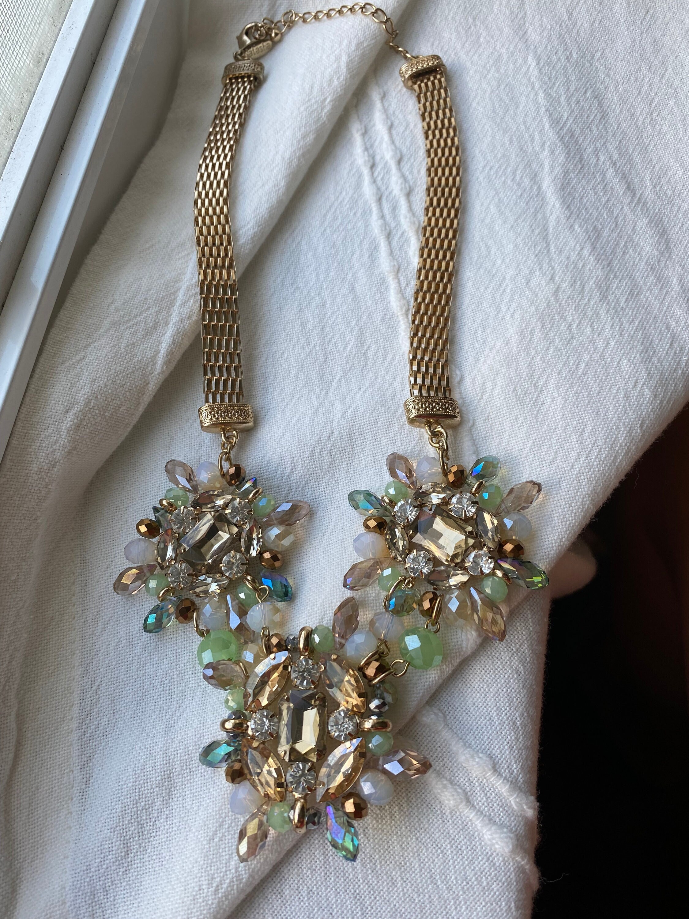 Vintage Nastasha Multicolor Pastel Rhinestones & Beaded Clusters 16-20 ...