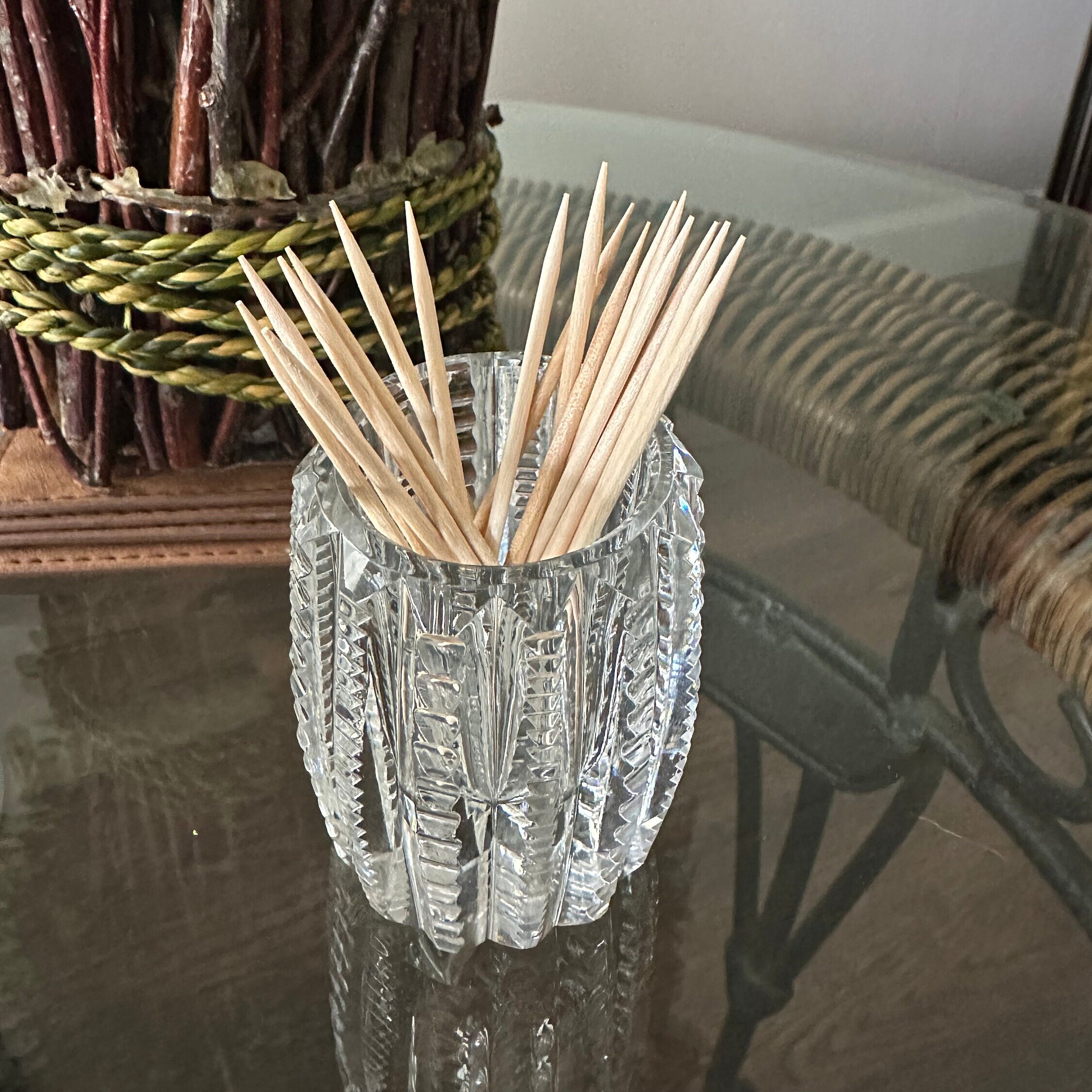 Deco Antique Crystal Cut Glass Ribbed Toothpick Holder - Etsy