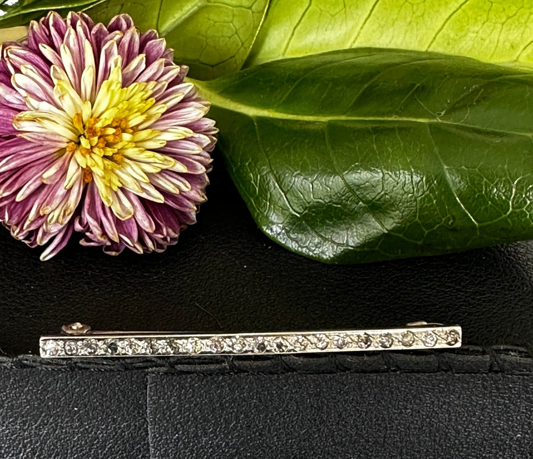Antique Edwardian Sterling Silver Bar Pin and Paste Stones Brooch 1910s ...