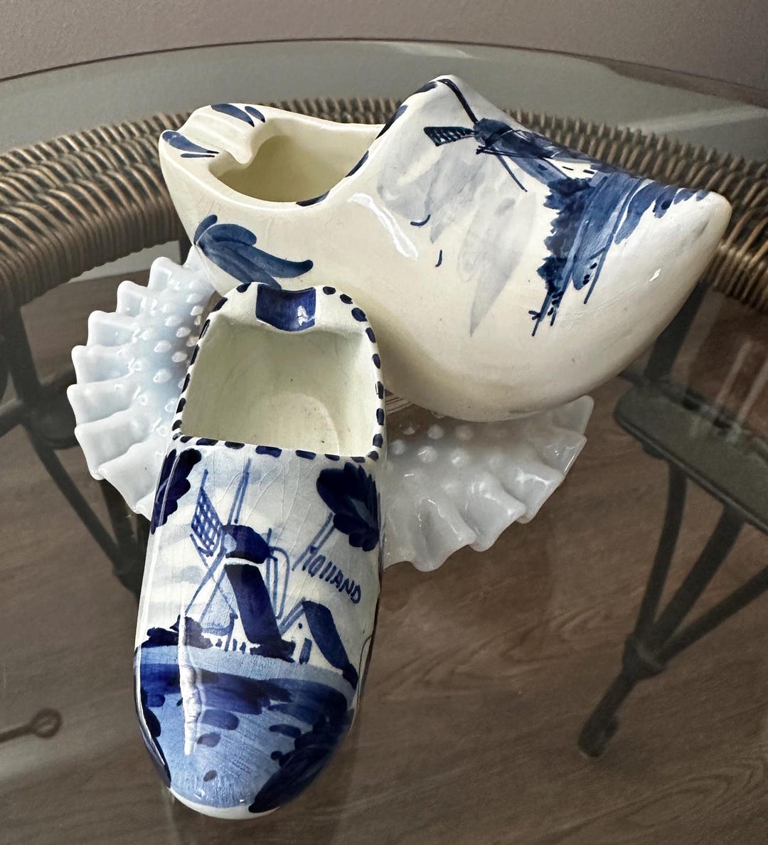 Mid 20th Century "delft" Holland Blue & White Ceramic Clog Set of 2 ...