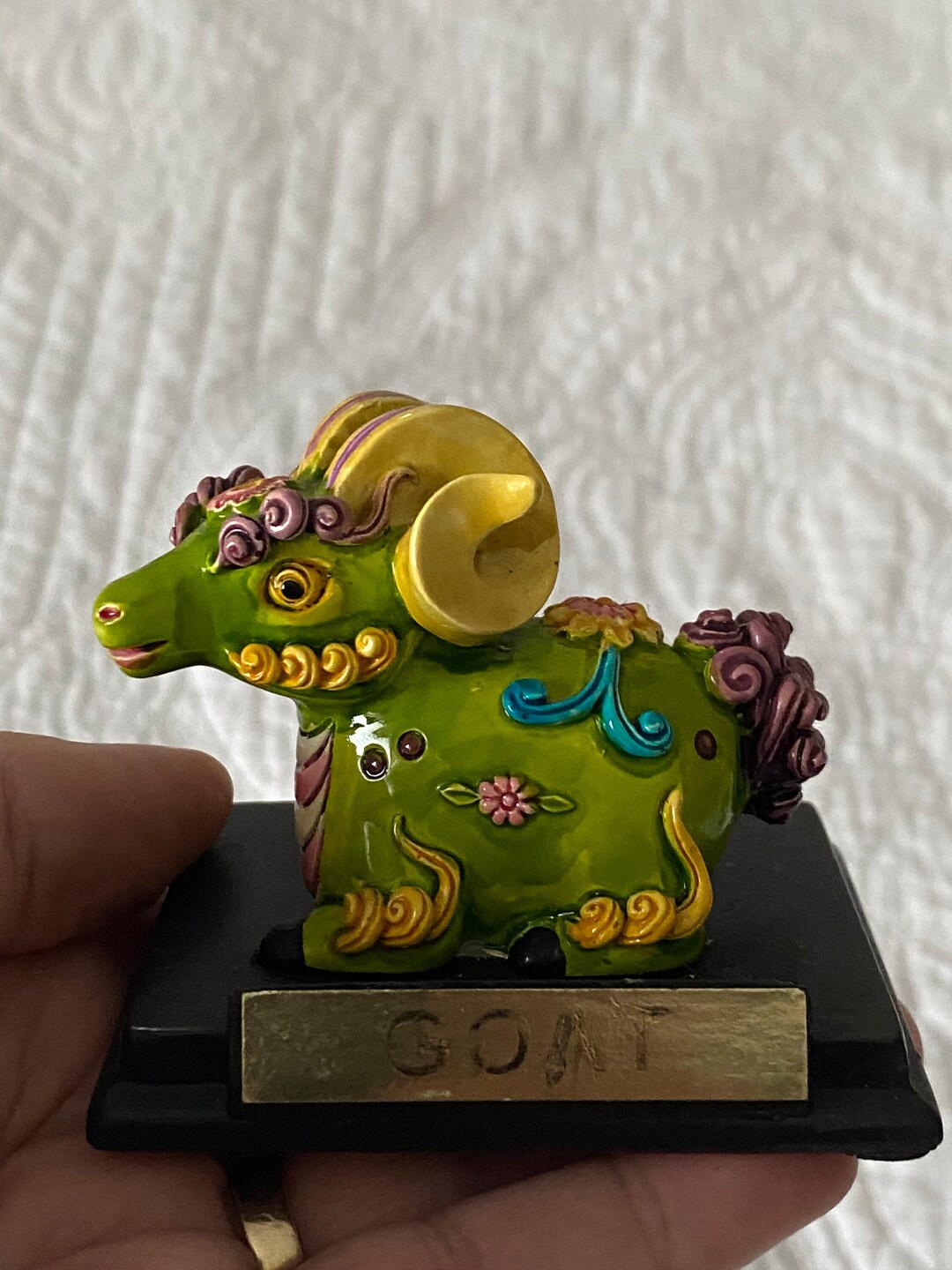 Artsy Colorful Fancy 2" Miniature Goat Figure on Platform (the Greatest ...