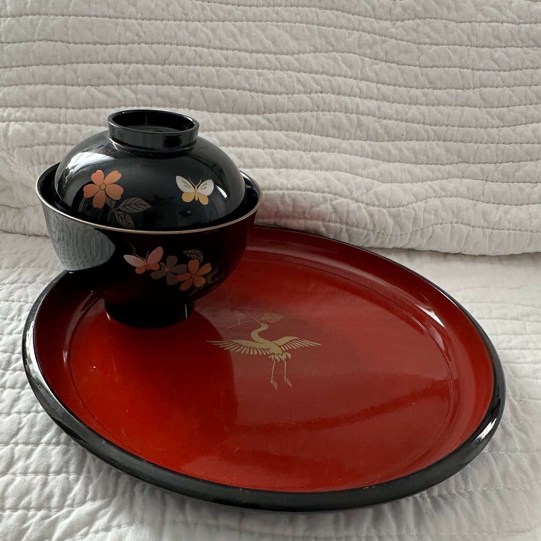 Hanae Mori Chiki Chic Lacquerware Vintage Bowl Set & Platter - Etsy