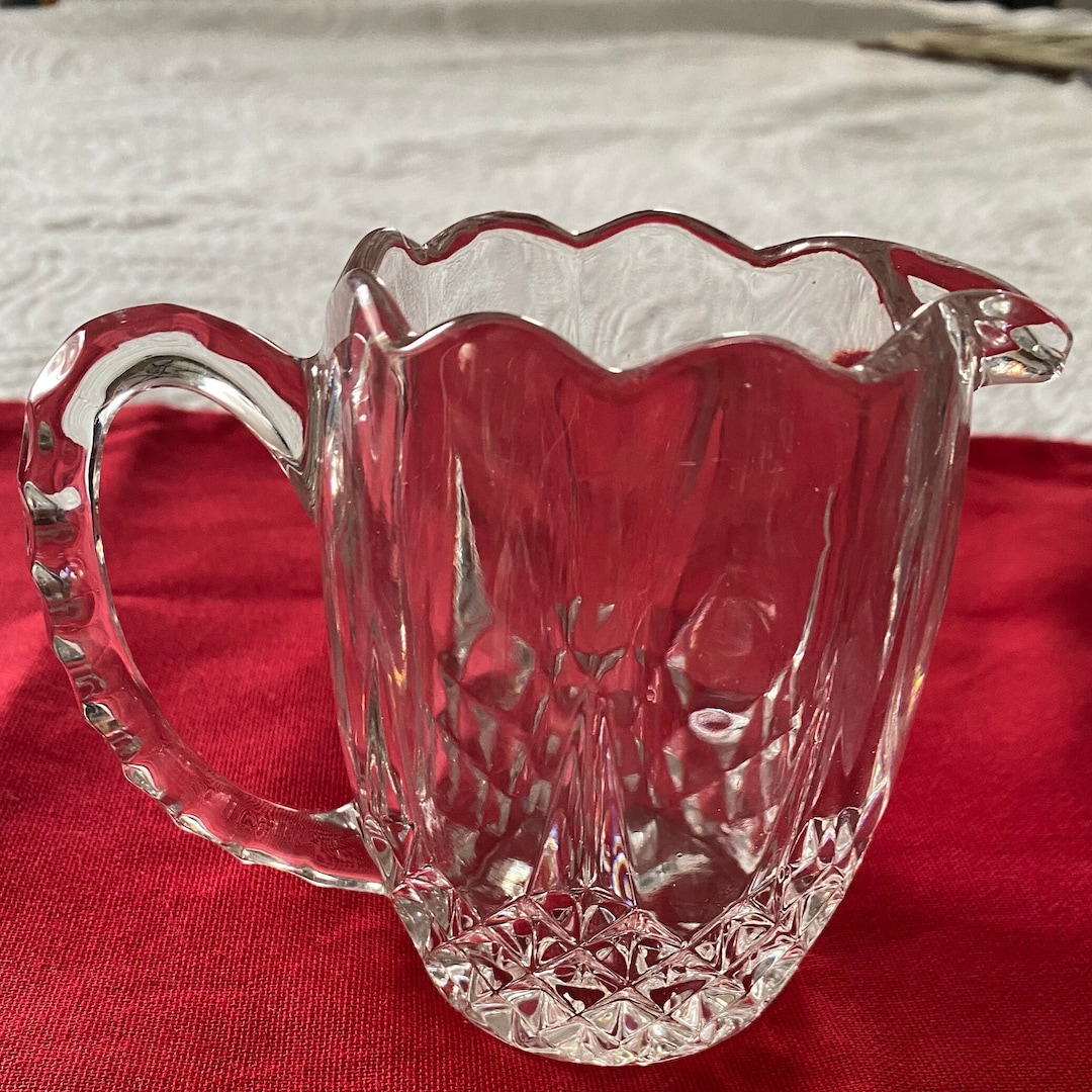 Crystal Cut Glass Vintage Creamer/small Pitcher Diamond Pattern - Etsy