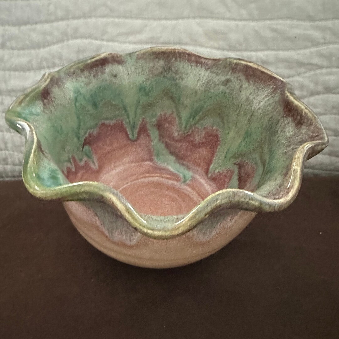 Hand Made Pottery Wavy Rim Medium Earthy Colors Browns Pottery San ...
