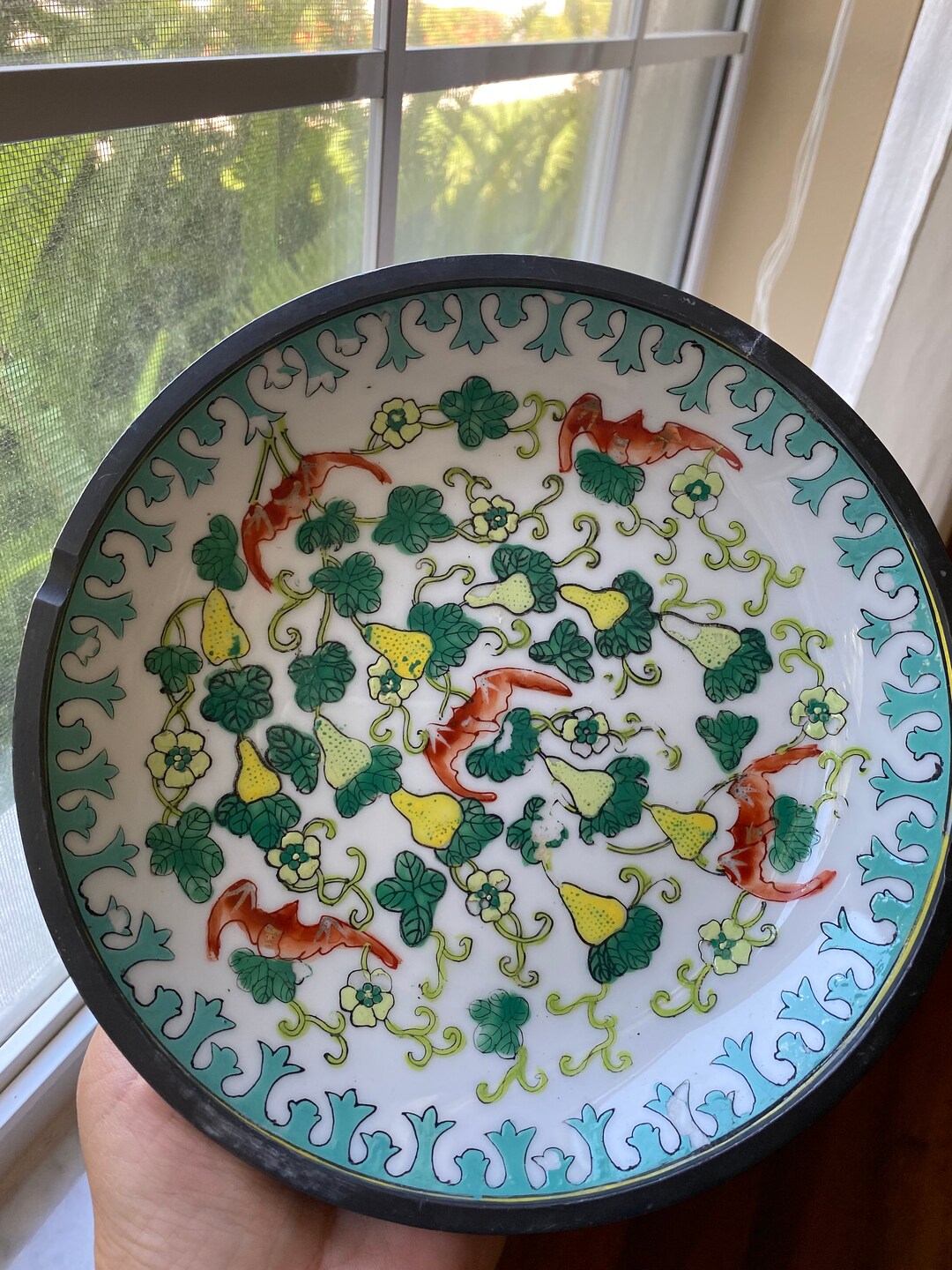 Vintage Japanese Porcelain Ware Ashtray Encased in Pewter Hong Kong ...