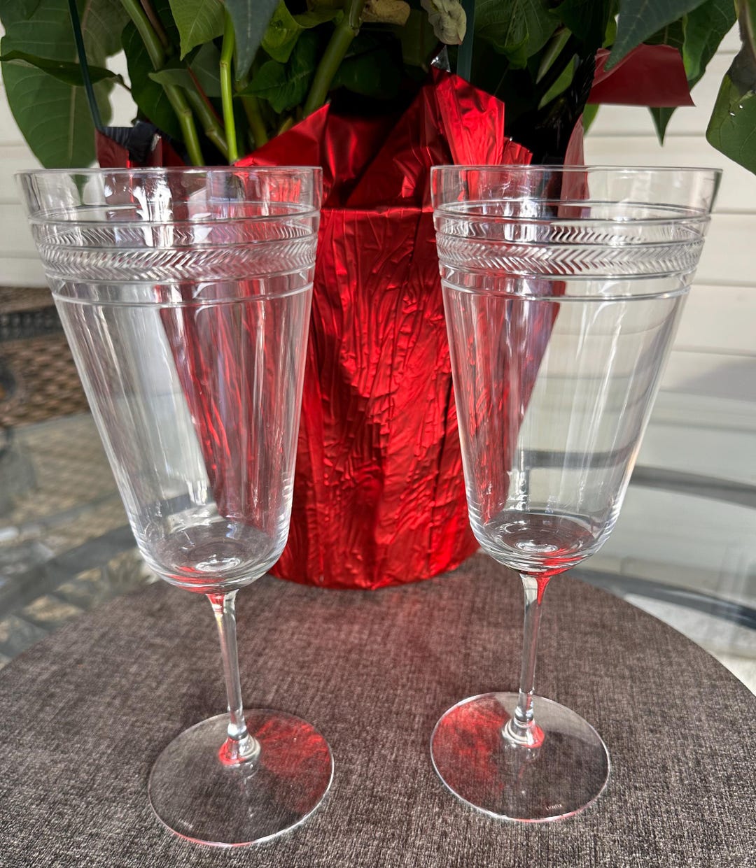Kate Spade Lenox Crystal Library Stripe Herringbone 12oz Stemmed Iced ...