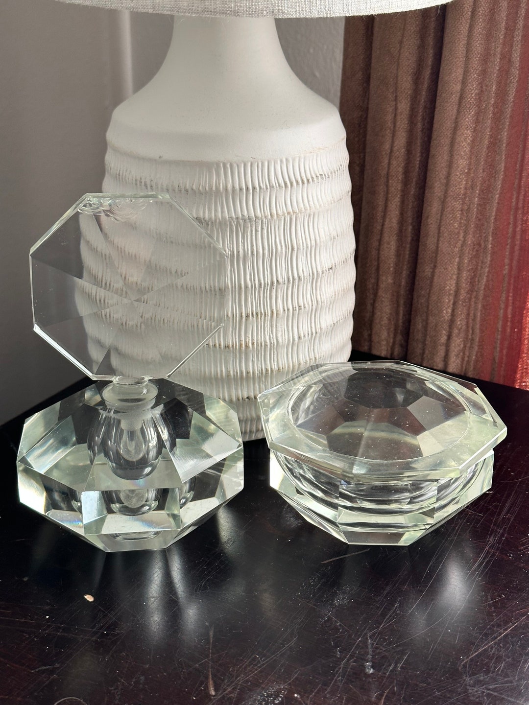 Vintage Led Crystal Faceted Octagon Shape Perfume Bottle and Trinket ...