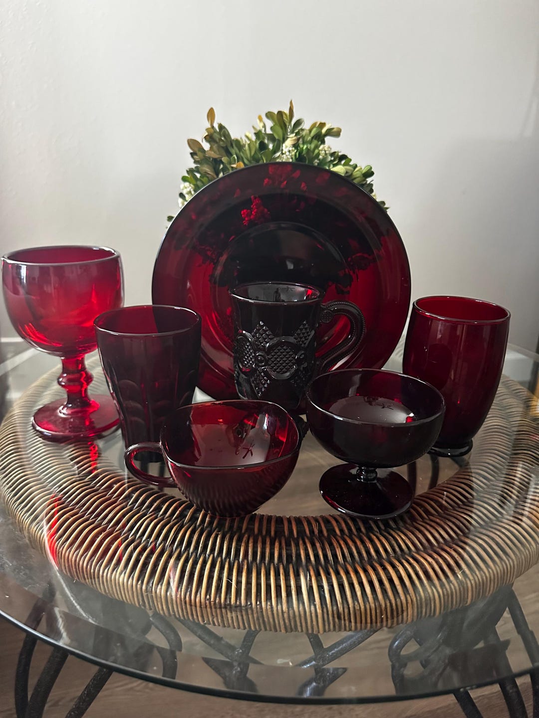 Red Ruby Anchor Hocking, Hoffman House Imperial Glass, Wheaton & More Assorted Lot of 7pc. - Etsy
