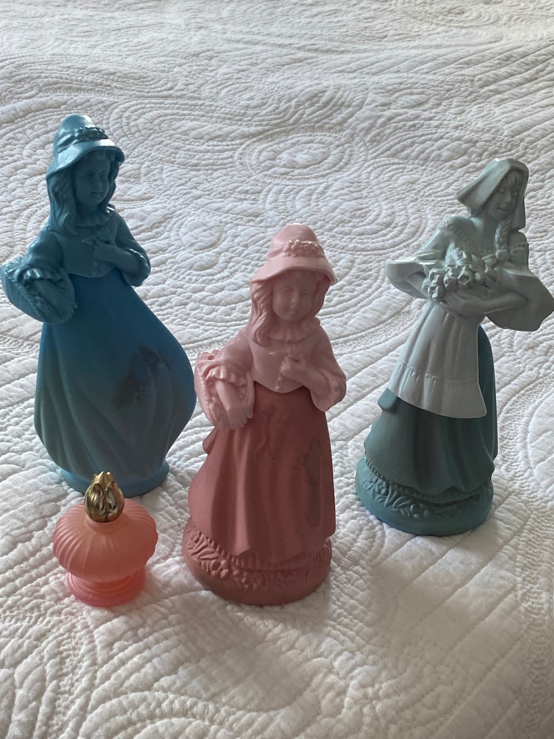 Avon Girl Figurine Perfume Vintage Bottles & Flower Set of 4 - Etsy