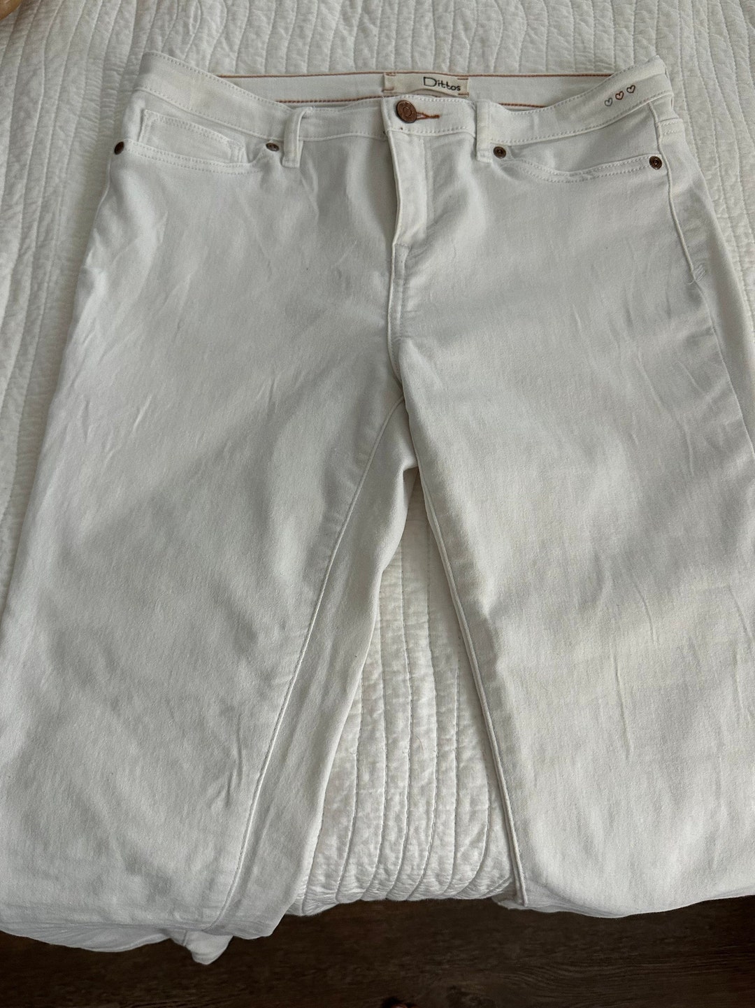 Dittos Brand Tripple Heart Ladies White Ankle Stretch Jeans Size 28 - Etsy