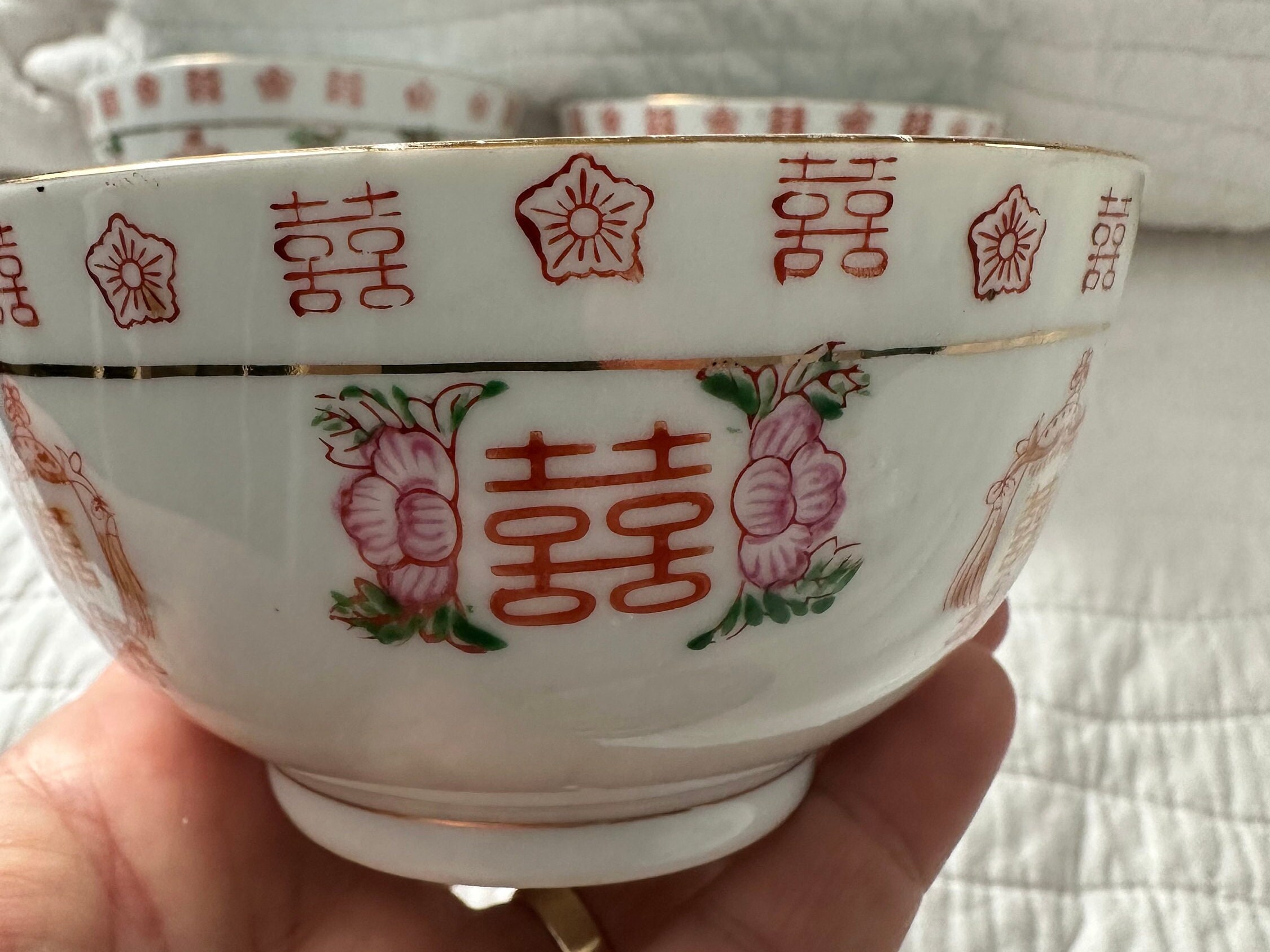Vintage Porcelain Chinese Set of 3 Soup Bowls - Etsy
