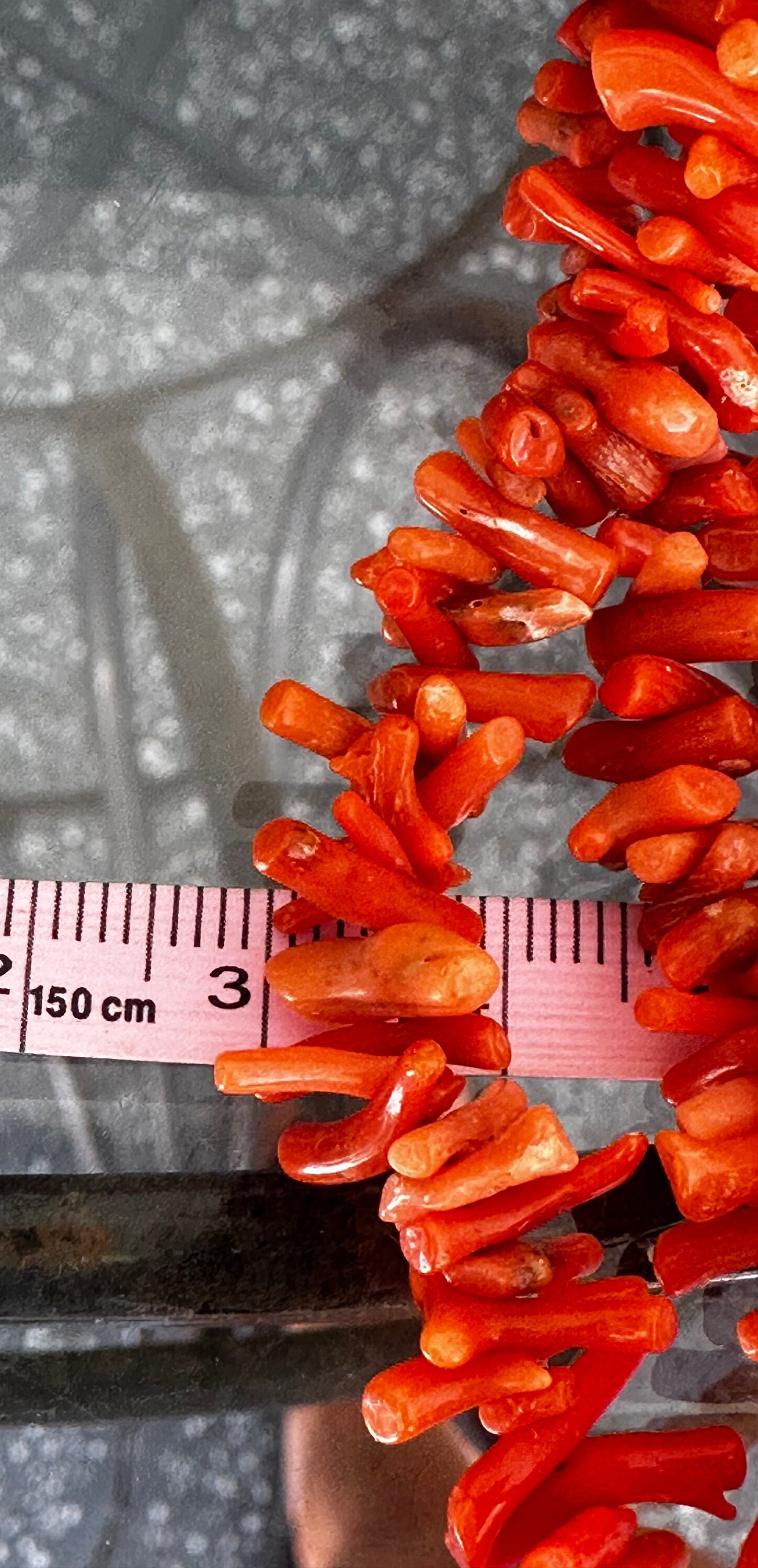 Vintage Salmon Pink Branch Coral Triple Strand Necklace Graduated ...