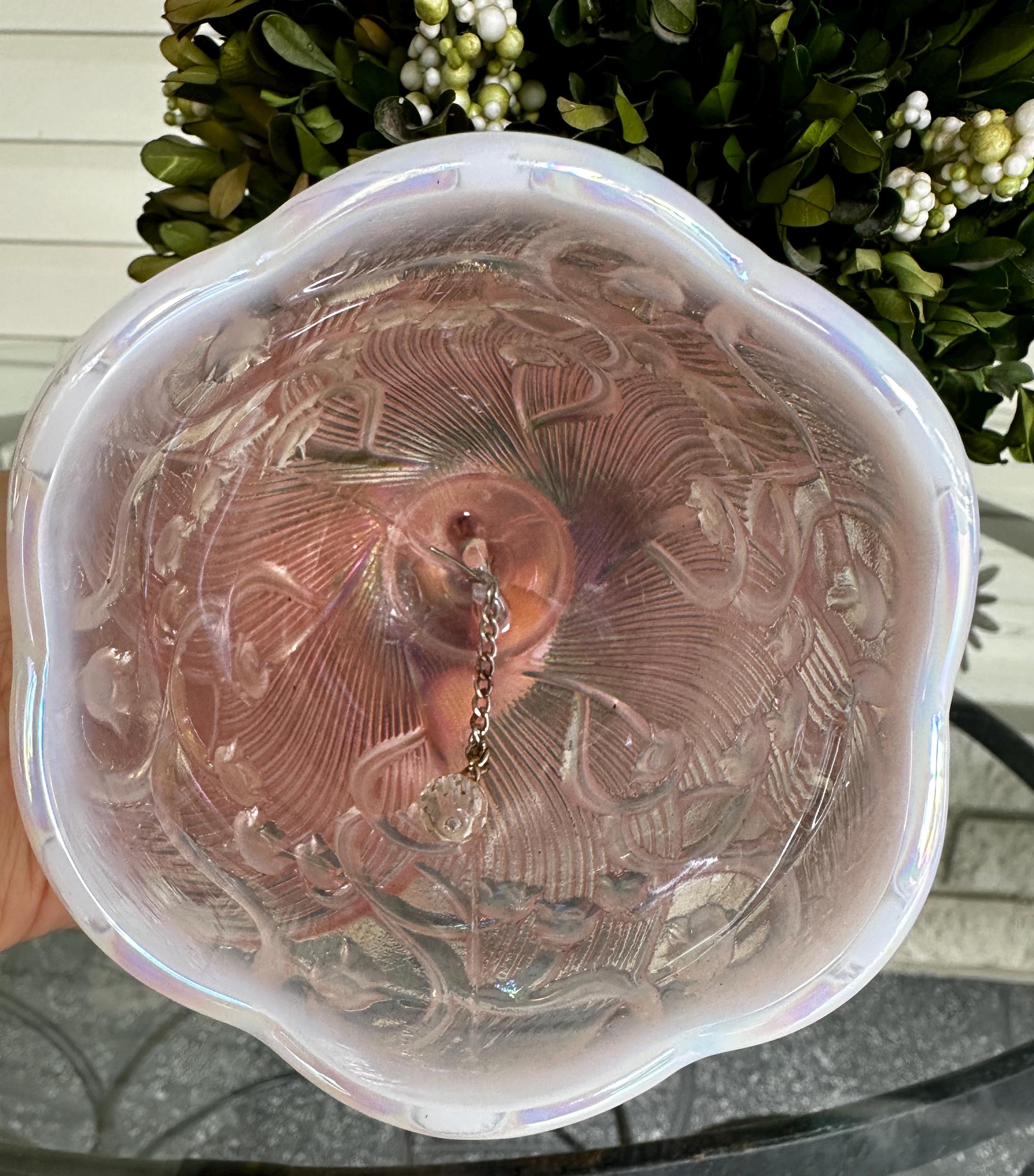 Fenton Lily of the Valley Glass Bell Iridescent Pink Opalescent 95th ...