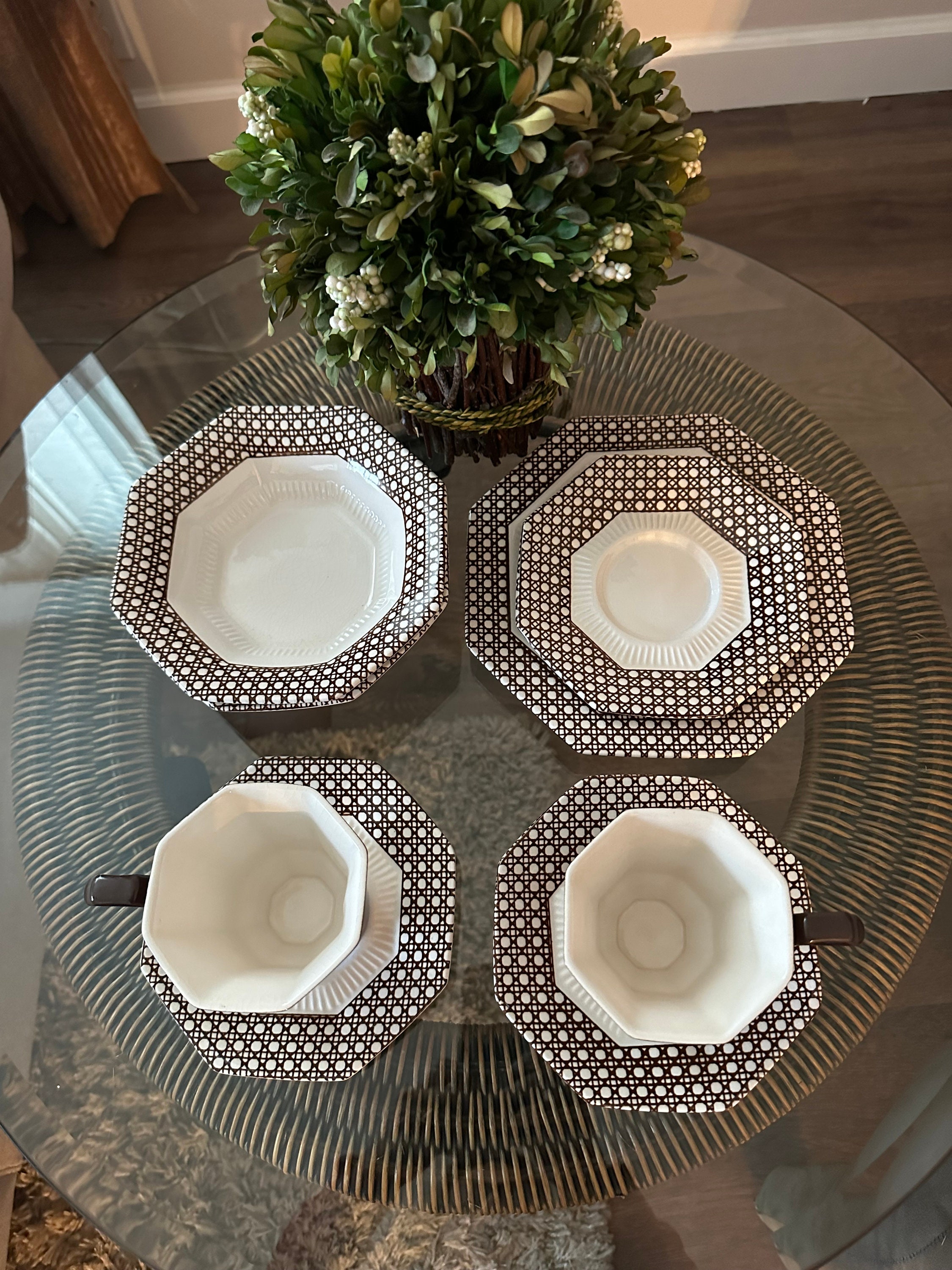 Vintage Ironstone "cane Brown" Octagon Shape by INDEPENDENCE Japan 1 of ...