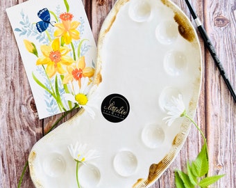 Ceramic Watercolor Palette, Leaf Artist Ceramic Palettes, Gift for ...