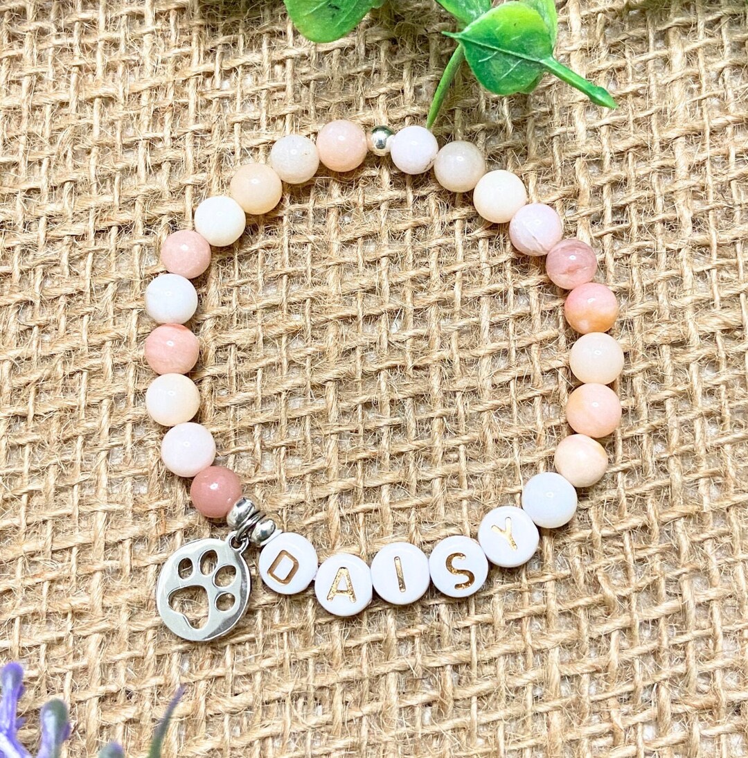 Personalized Pet Name Bracelet, Paw Print Charm, Animal Lover Gift, Pet ...