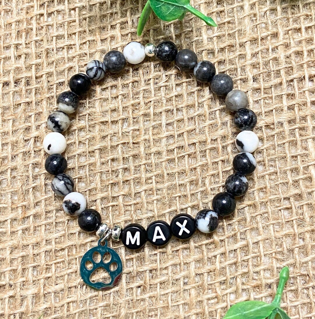 Personalized Pet Name Bracelet, Paw Print Charm, Animal Lover Gift, Pet ...