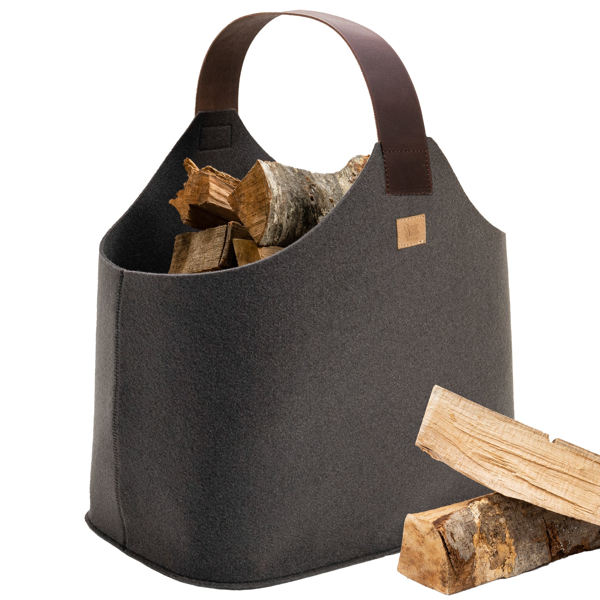 Filz Holzkorb für Kaminholz [60 L] Kaminholzkorb aus upcycling rPET ...