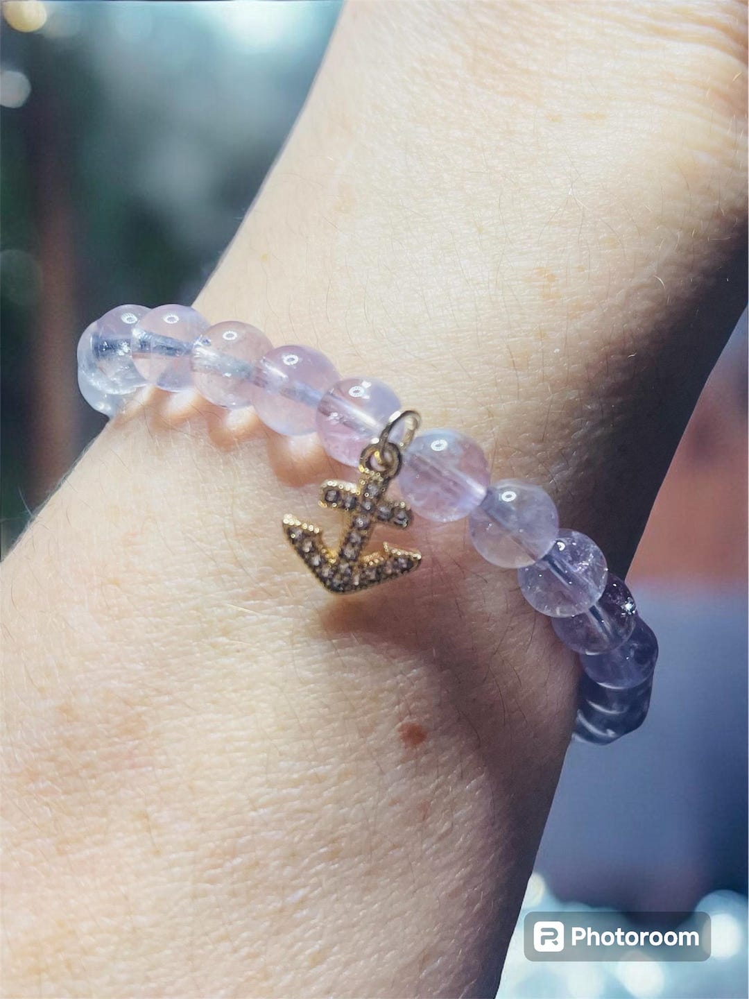 Golden Pave Anchor Charm on Scorolite Gemstone Crystal - Etsy