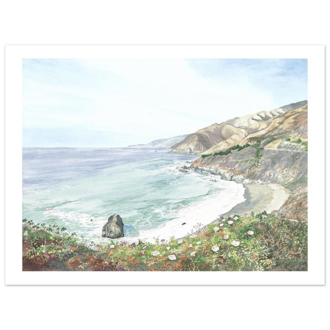 Big Sur North - Watercolor Print | Carol Riddle, Artist | Monterey Bay ...