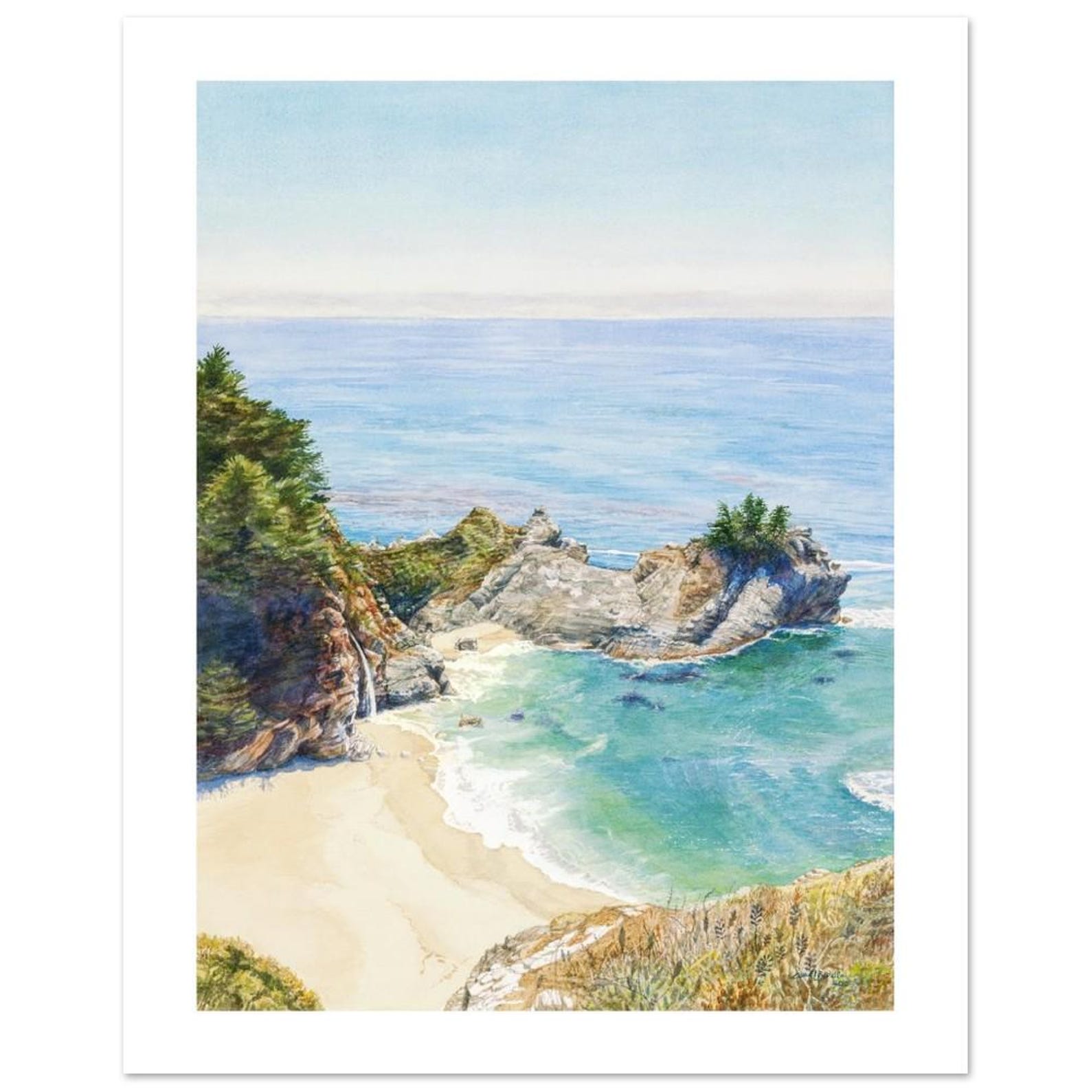 Mcway Falls - Watercolor Print | Carol Riddle, Artist | Monterey Bay ...
