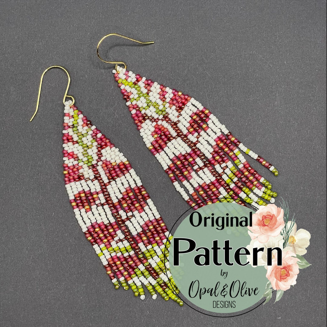 Elizabeth Beaded Fringe Fireweed Earrings Pattern by Opal and Olive ...