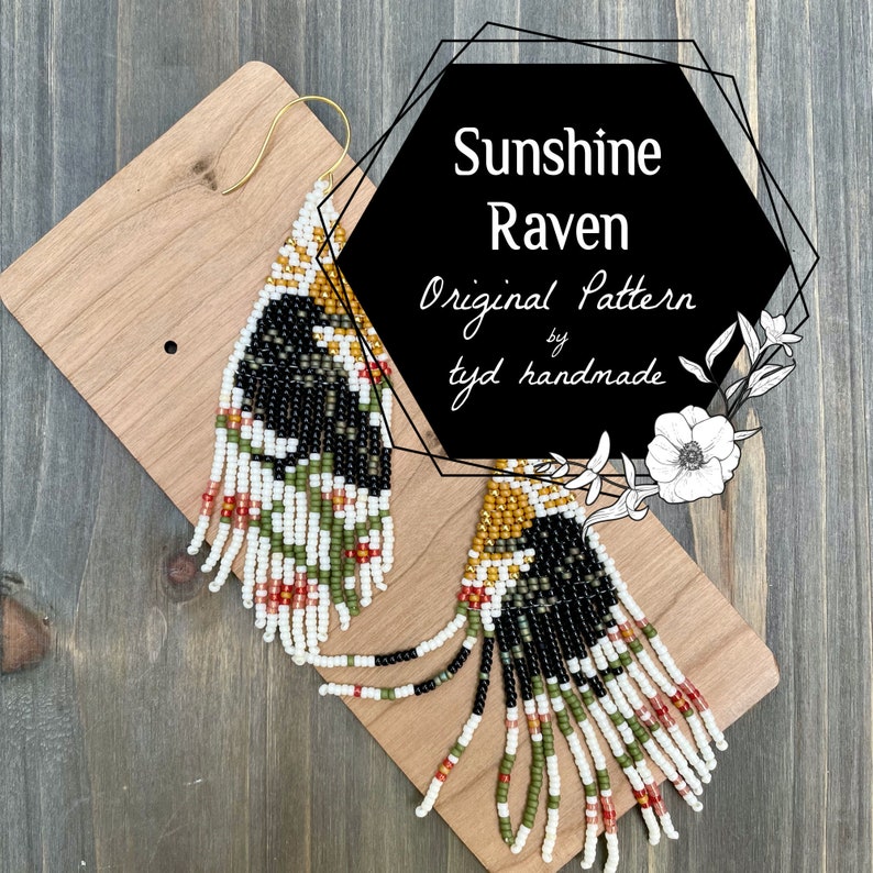 Sunshine Raven Fringe Earrings Pattern by Tyd Handmade - Etsy