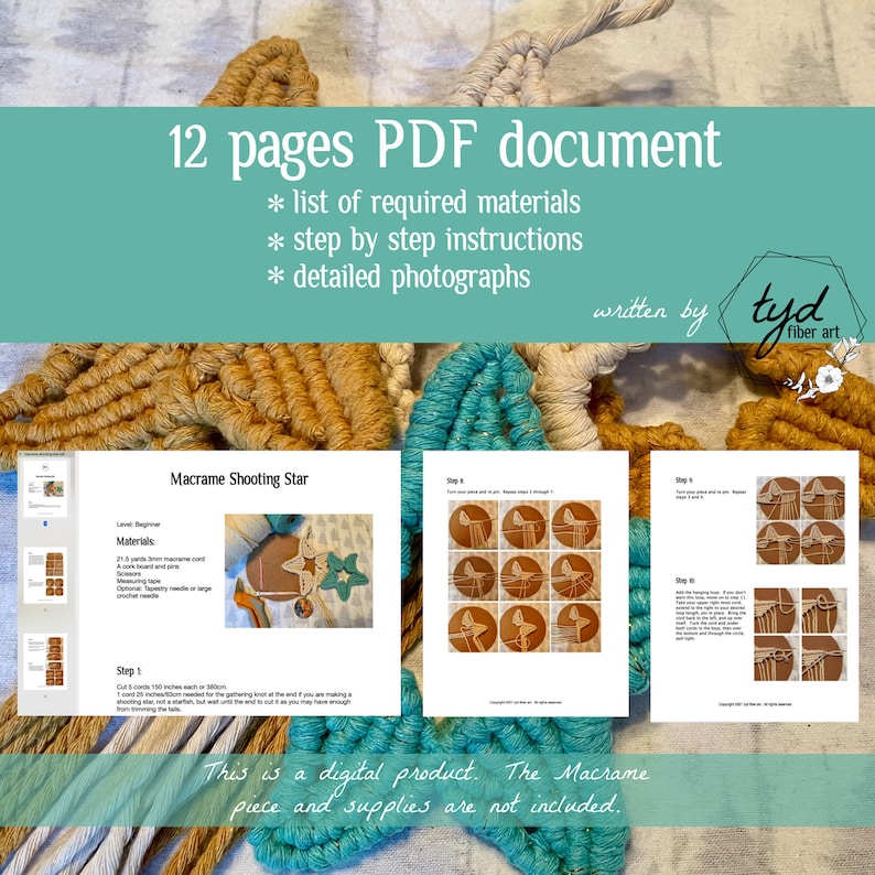 Macrame Shooting Star PDF Tutorial With Bonus Starfish Option - Etsy