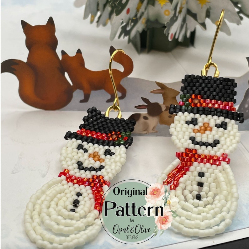Snowman Fringe Earrings Original Pattern by Opal and Olive Designs - Etsy