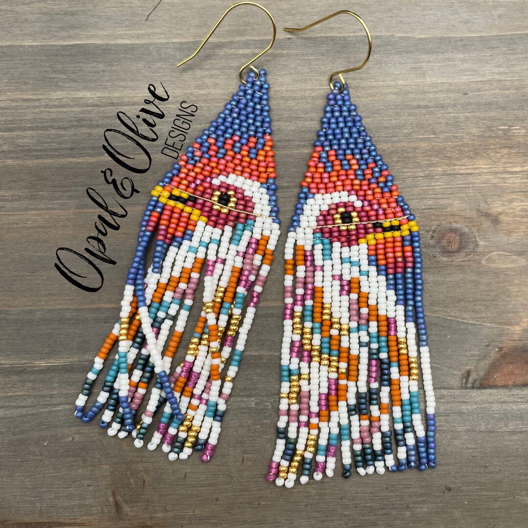 Loretta Hand Beaded Chicken Fringe Earrings - Etsy
