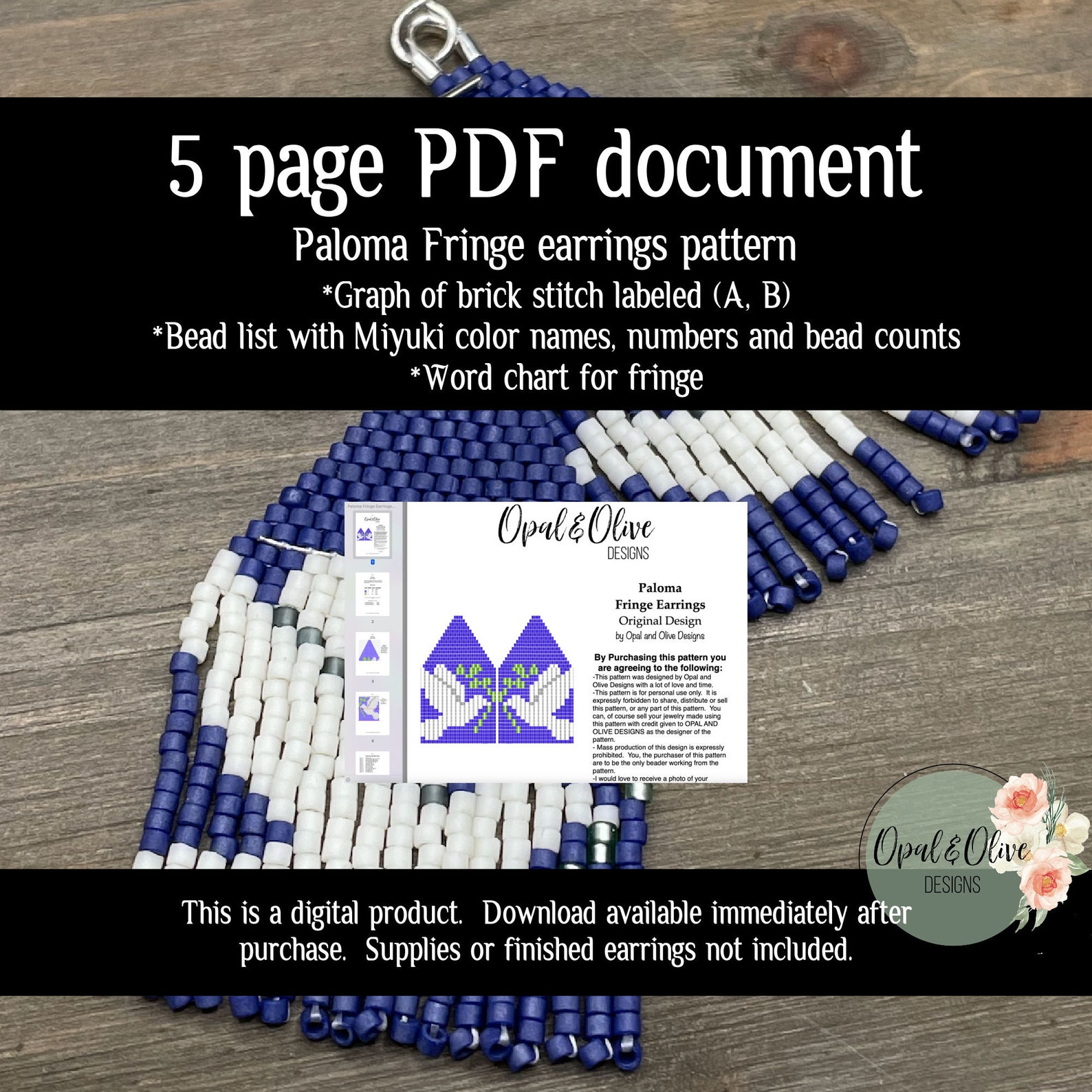 Paloma Fringe Earrings Original Pattern by Opal and Olive Designs - Etsy