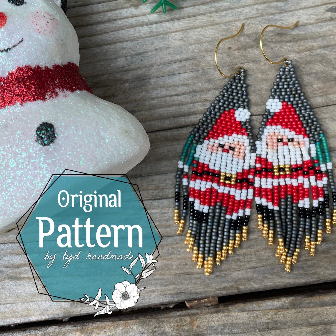 Santa Fringe Earrings Pattern by Opal and Olive Designs - Etsy