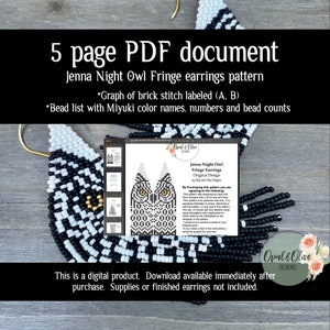 Jenna Night Owl Fringe Earrings Pattern - Etsy