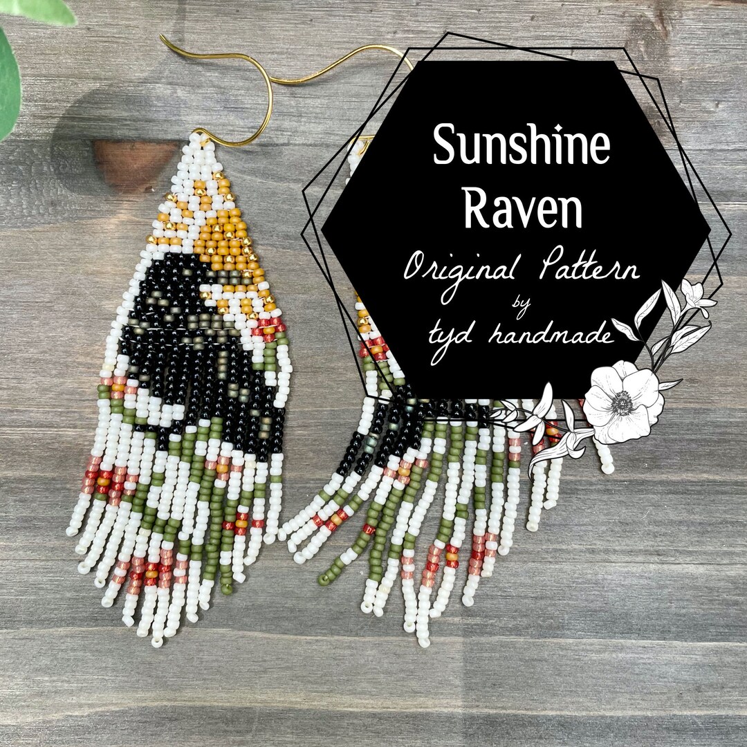 Sunshine Raven Fringe Earrings Pattern by Opal and Olive - Etsy