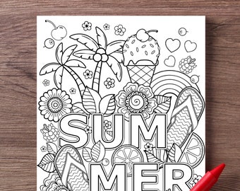 Summer Fun Coloring Page - Insta Digital Download - Kids Coloring ...