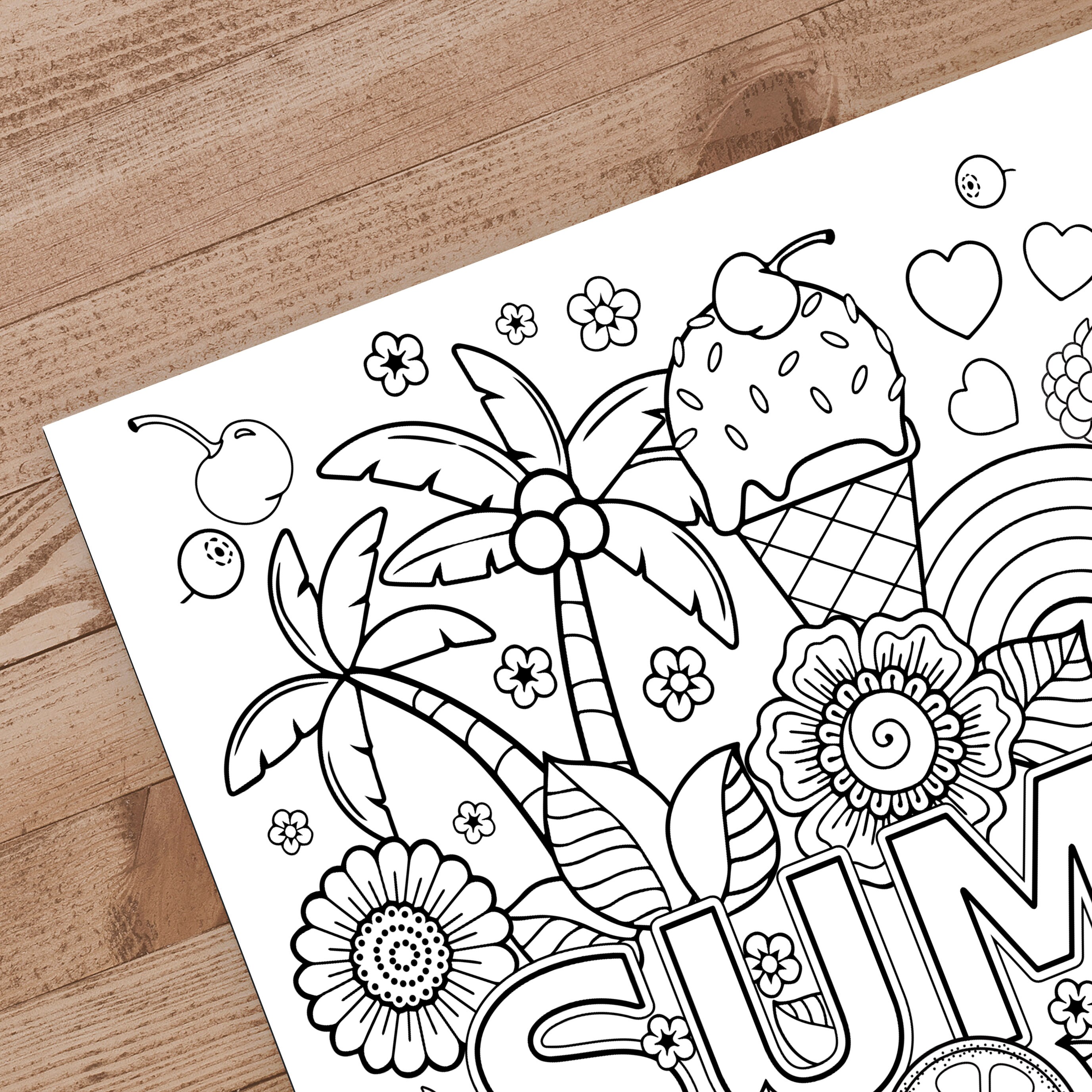 Summer Fun Coloring Page - Insta Digital Download - Kids Coloring ...