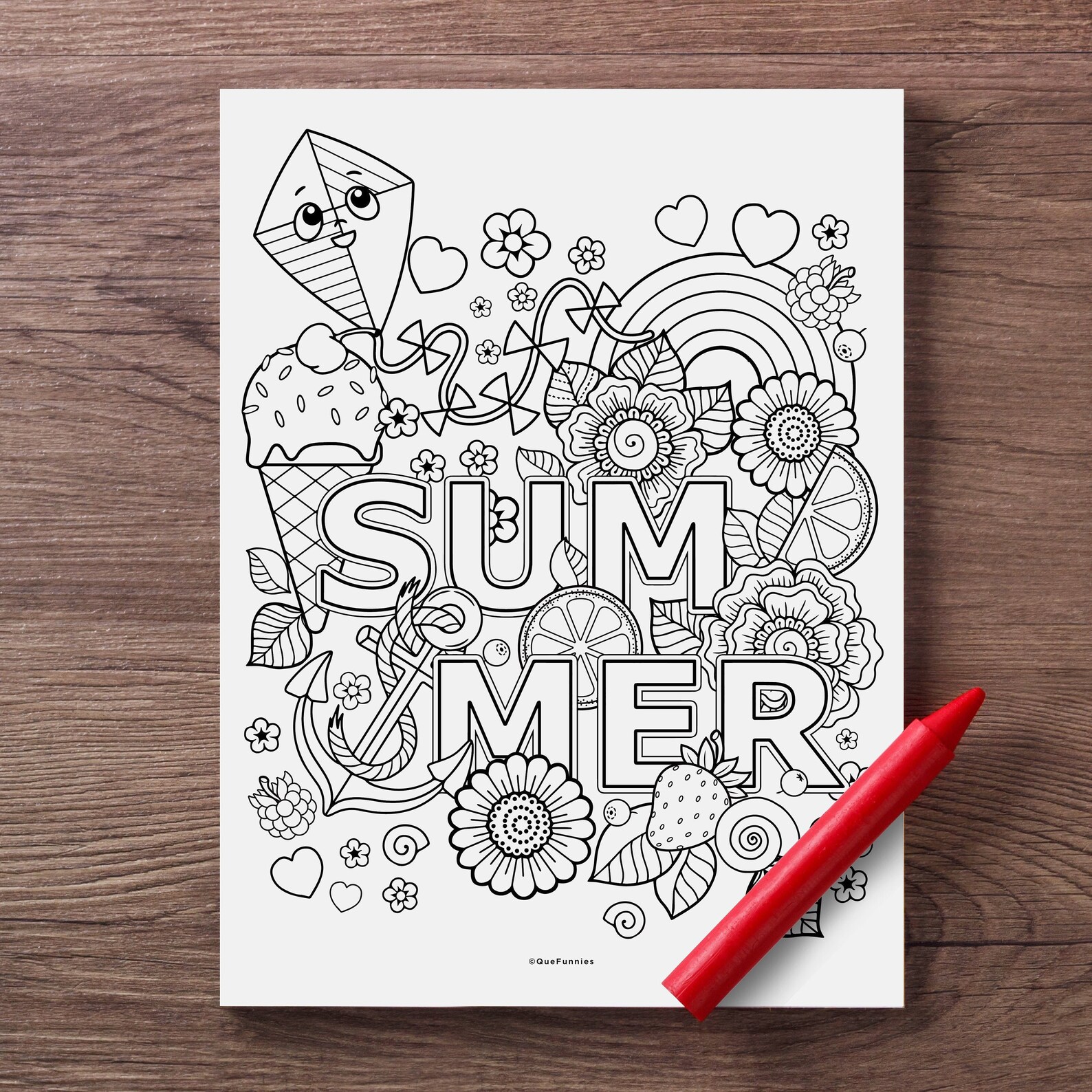 Summer Fun Coloring Page - Insta Digital Download - Kids Coloring ...
