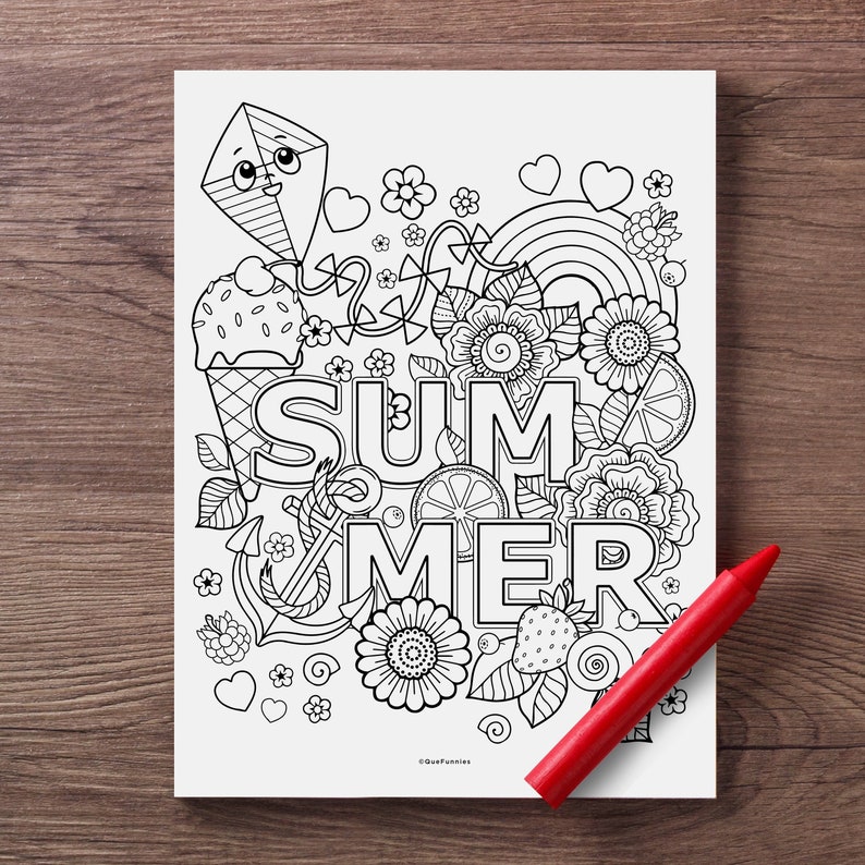 Summer Fun Coloring Page - Insta Digital Download - Kids Coloring ...