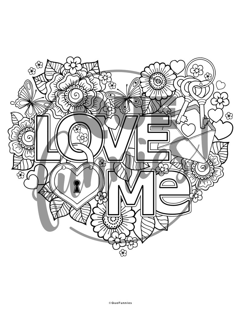 Love Me Coloring Page - Insta Digital Download - Kids Coloring Sheets ...