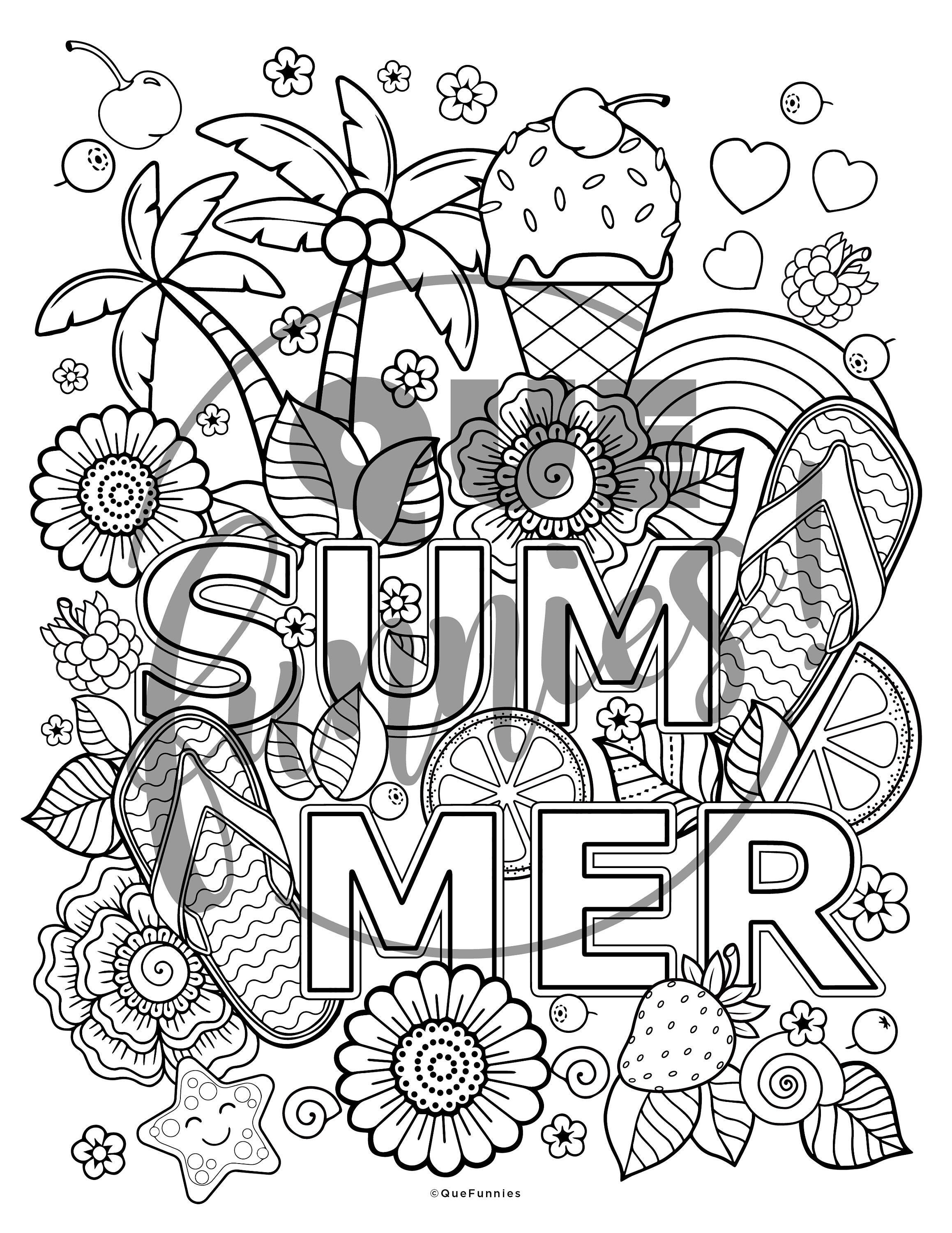 Summer Fun Coloring Page - Insta Digital Download - Kids Coloring ...