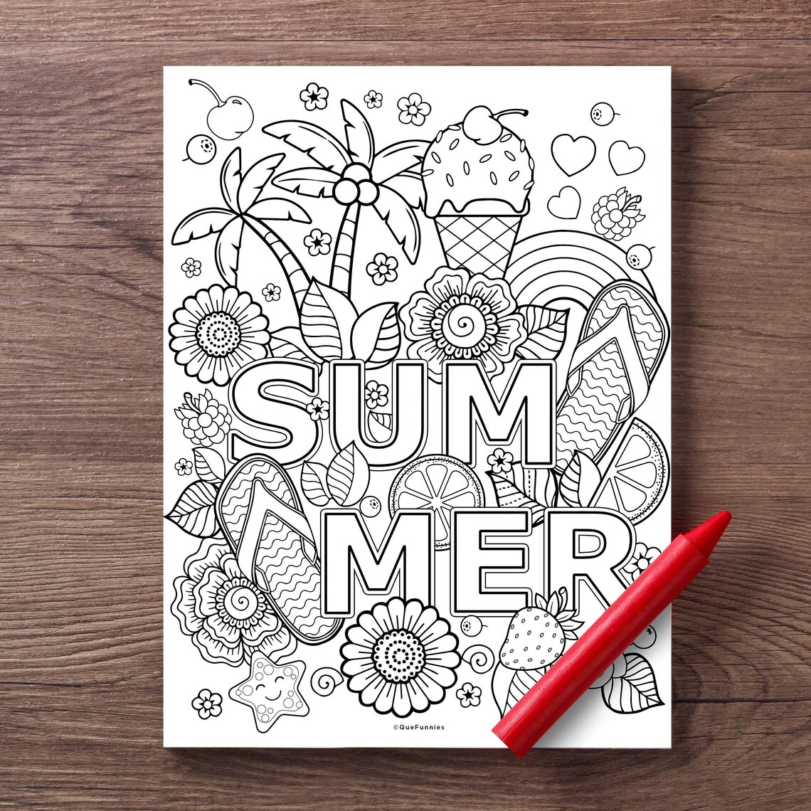 Summer Fun Coloring Page - Insta Digital Download - Kids Coloring ...