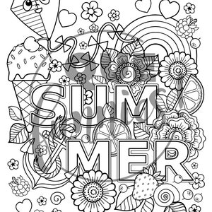 Summer Fun Coloring Page - Insta Digital Download - Kids Coloring ...