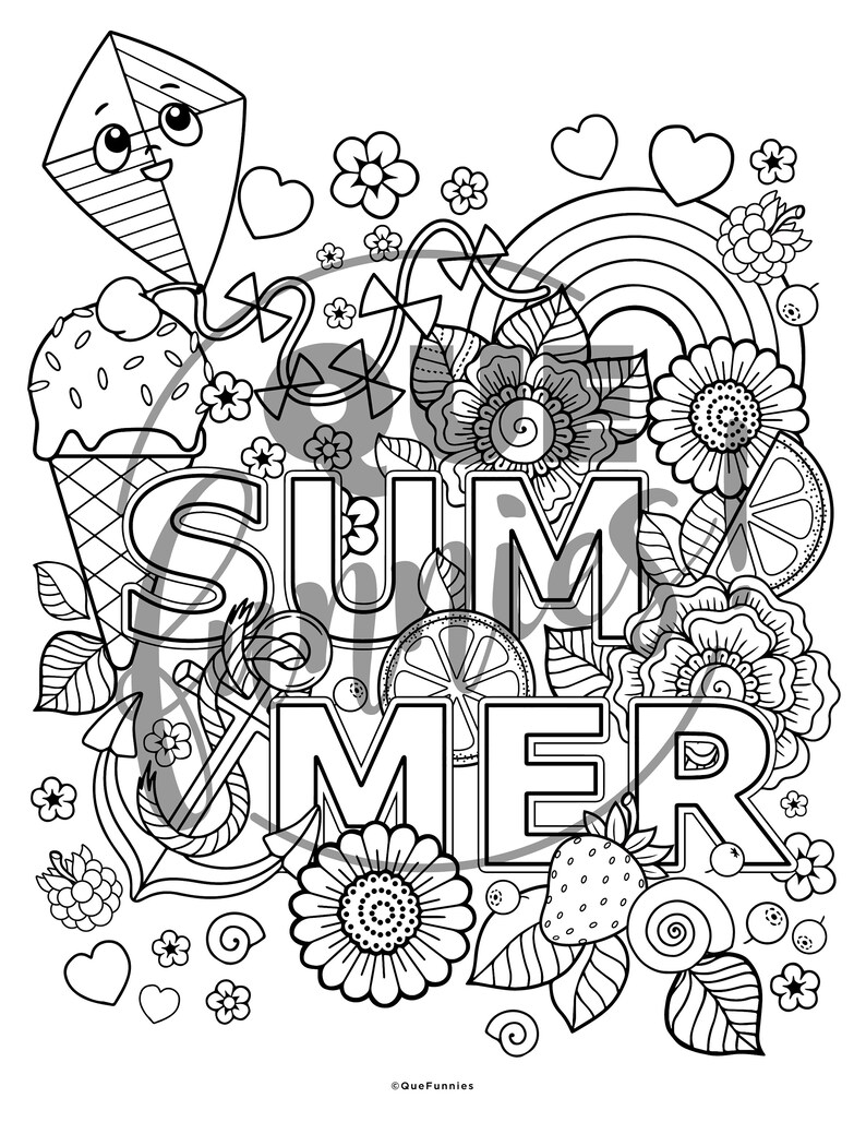 Summer Fun Coloring Page - Insta Digital Download - Kids Coloring ...