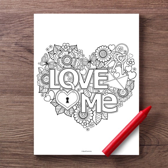 Love Me Coloring Page Insta Digital Download Kids Coloring | Etsy