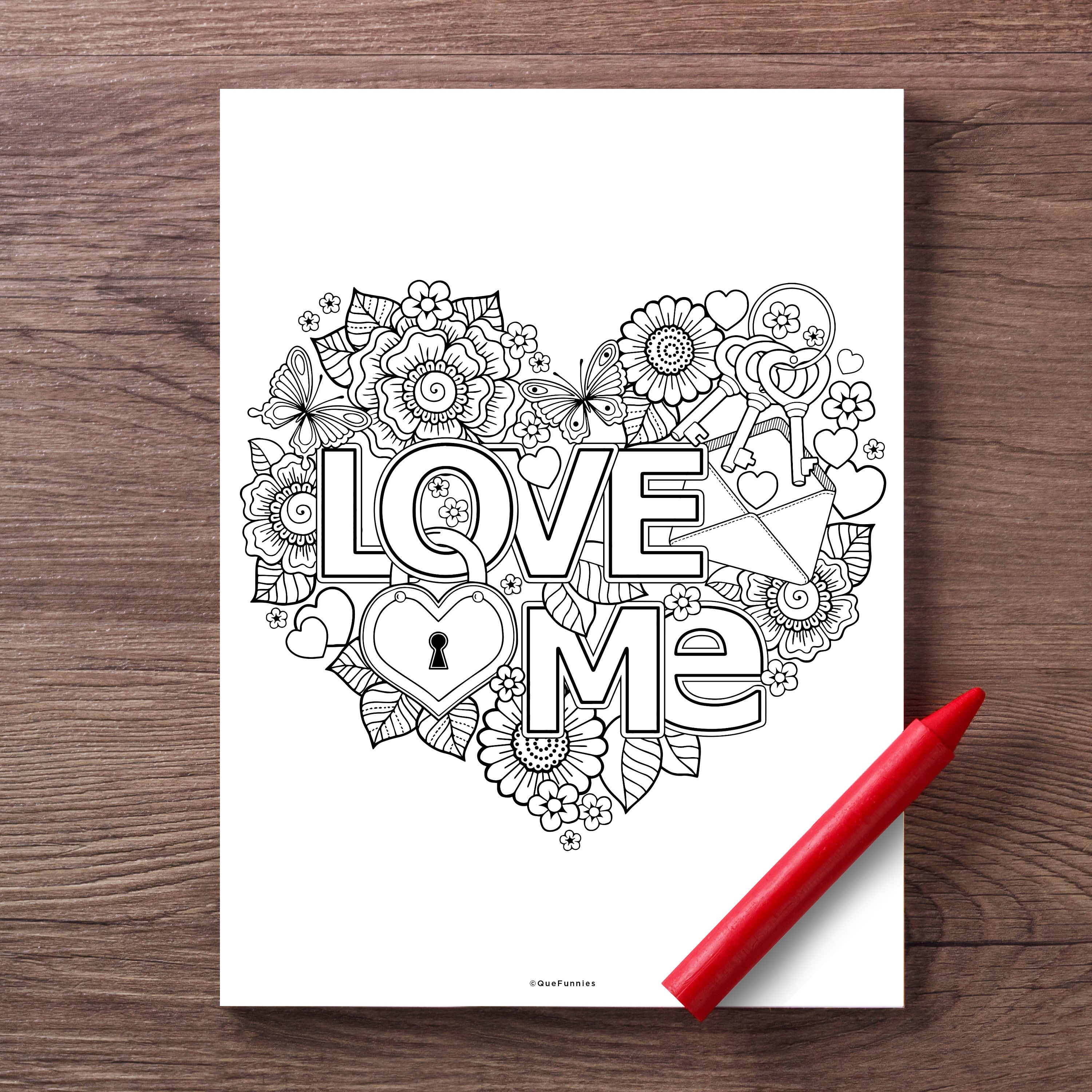 Love Me Coloring Page - Insta Digital Download - Kids Coloring Sheets ...
