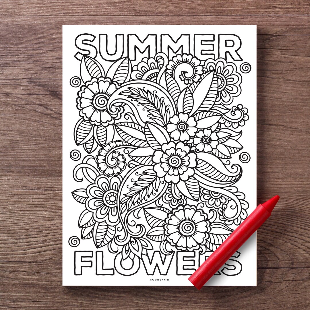 Summer Flowers Coloring Page Insta Digital Download Kids Coloring ...