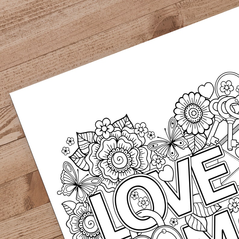 Love Me Coloring Page - Insta Digital Download - Kids Coloring Sheets ...